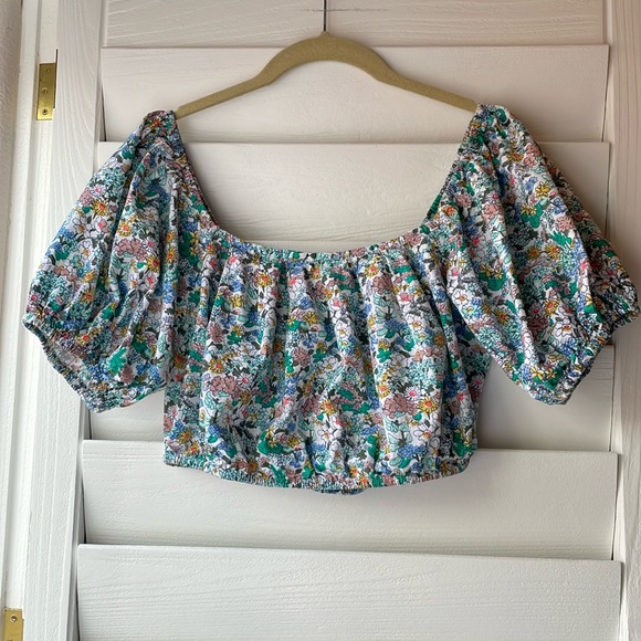 Modcloth | Tops | Modcloth Floral Puff Sleeve Boho Cottagecore Cropped ...